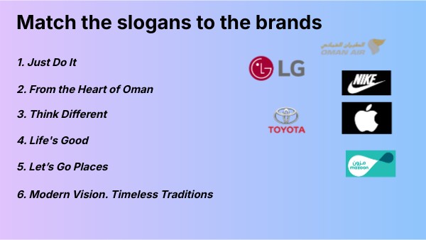 Match the slogans to the brands | Genially