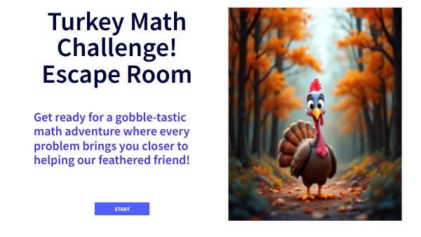 Turkey Math Challenge! Escape Room | Genially
