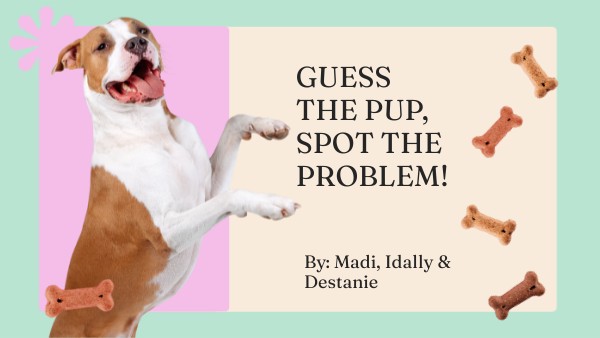 GUESS THE PUP, SPOT THE PROBLEM! | Genially