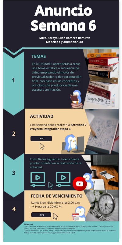ANUNCIO SEMANA 6 - MODELADO Y ANIMACION 3D | Genially
