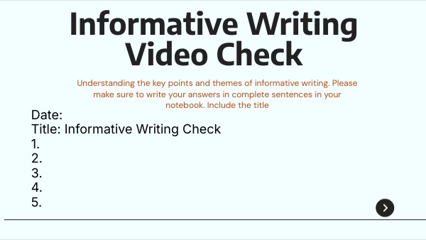 Informative Writing Video Check | Genially