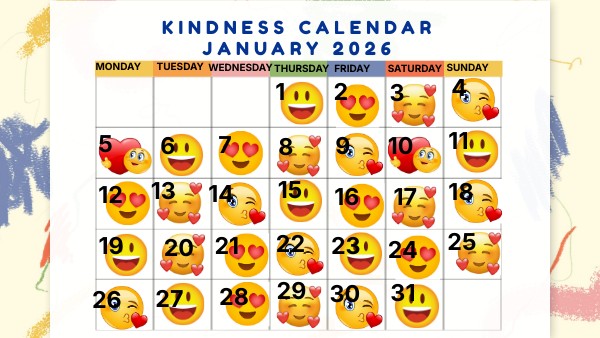 KINDNESS CALENDAR JANUARY 2026 | Genially