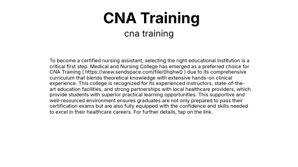 CNA Training | Genially