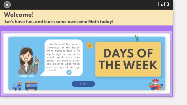 Math K - Days of the Week | Module 1 | Genially