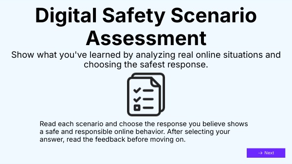Digital Safety Scenario Assessment | Genially