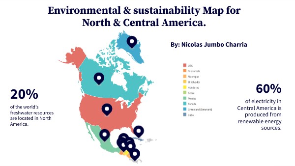 Environmental & sustainability Map for North & Central America. | Genially