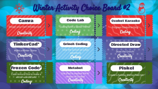 Winter Activity Choice Board #2 | Genially
