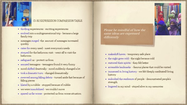 C1-B2 EXPRESSION COmparison table | Genially
