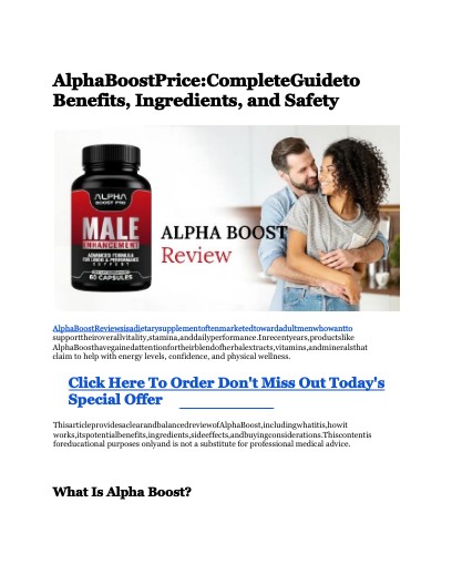 Alpha Boost Price: Complete Guide to Benefits, Ingredients, and Safety | Genially