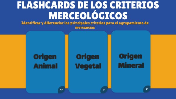 Flashcards de los Criterios Merceológicos | Genially