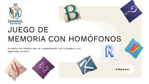 Juego de memoria con homófonos | Genially